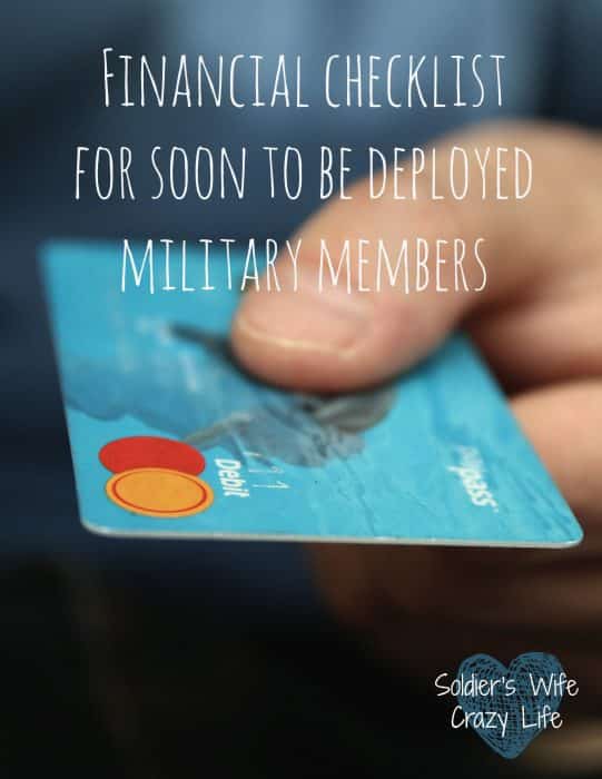 Financial checklist for soon to be deployed military members